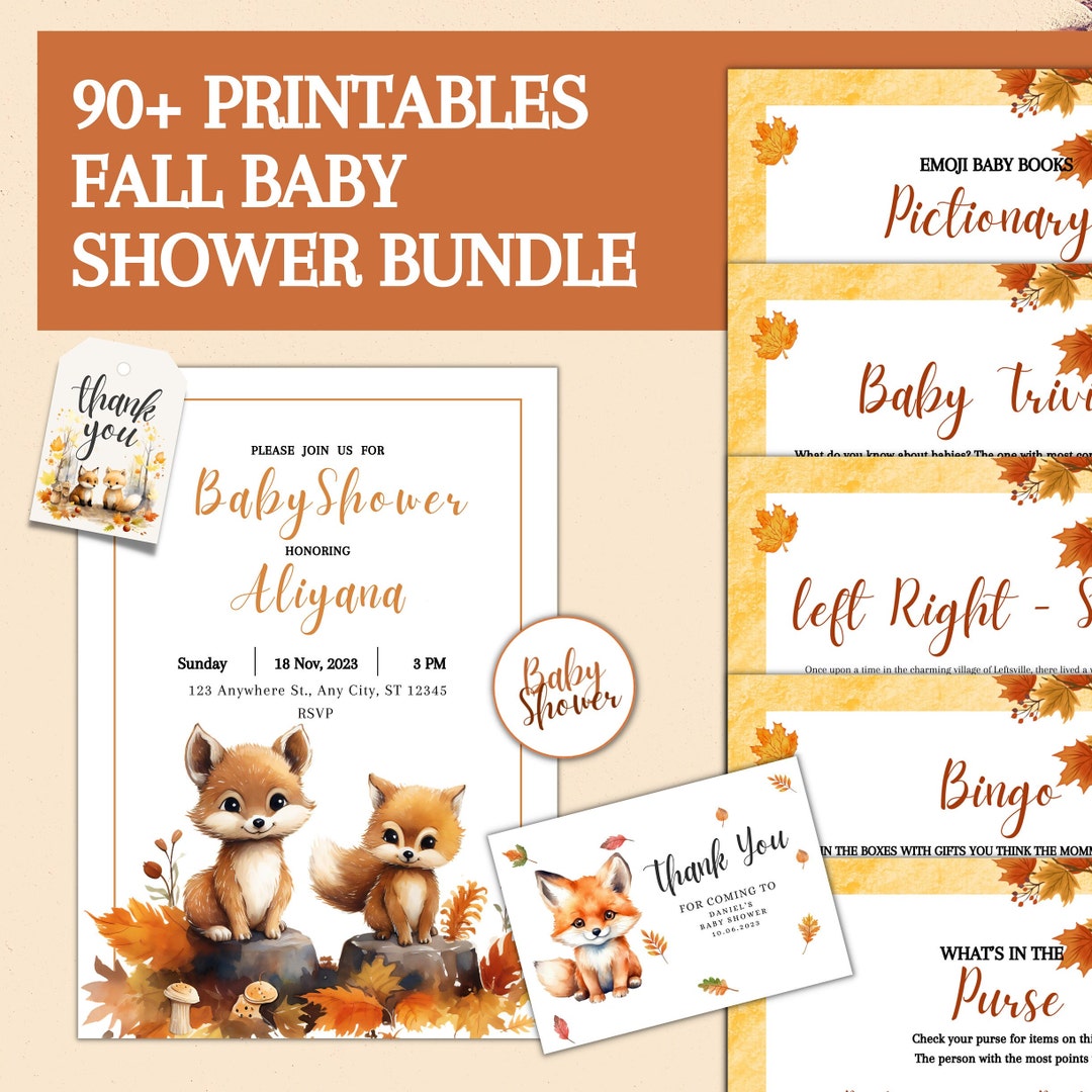 Fall Baby Shower Invitations Fall Themed Baby Shower Bundle - Etsy