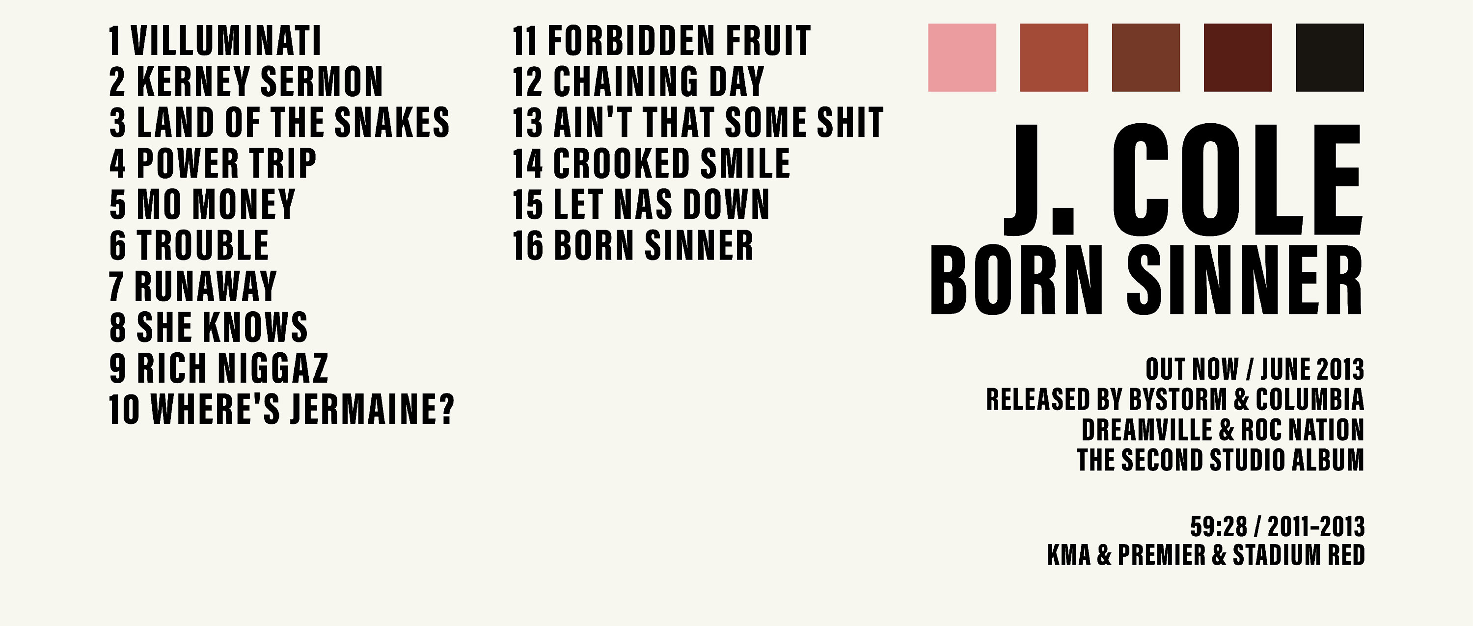 J. Cole Born Sinner Album Cover Poster Tracklist Poster - Etsy