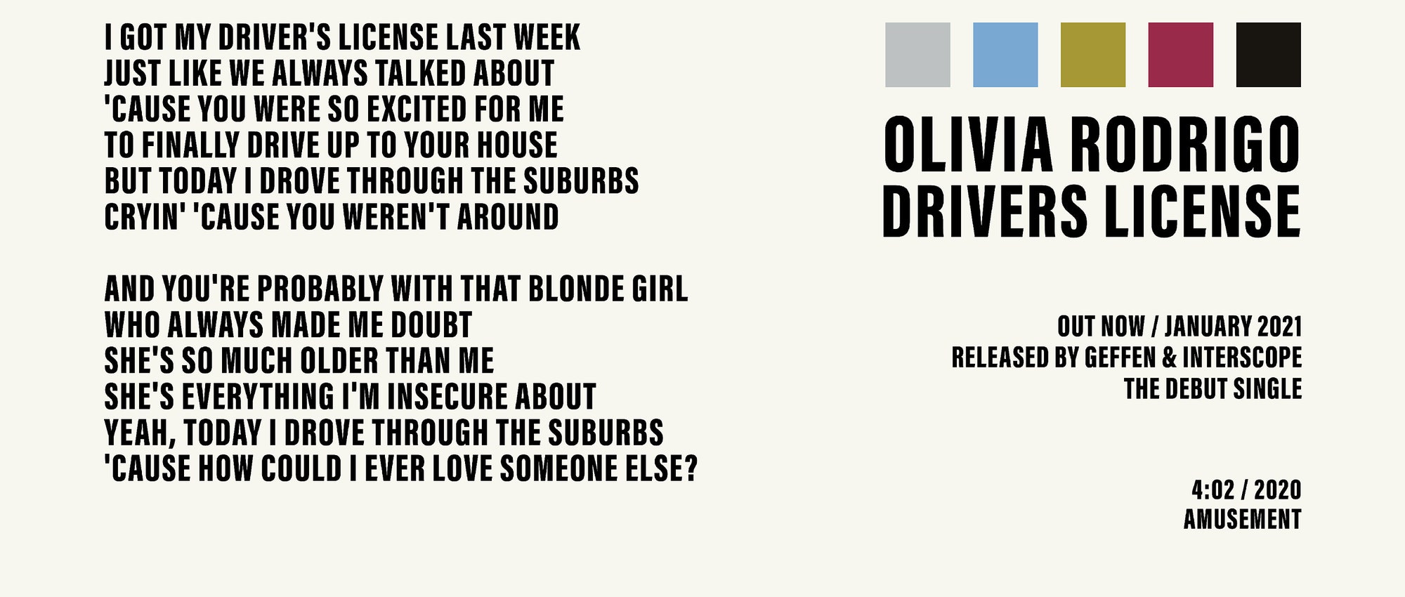 Olivia Rodrigo, Drivers License Poster