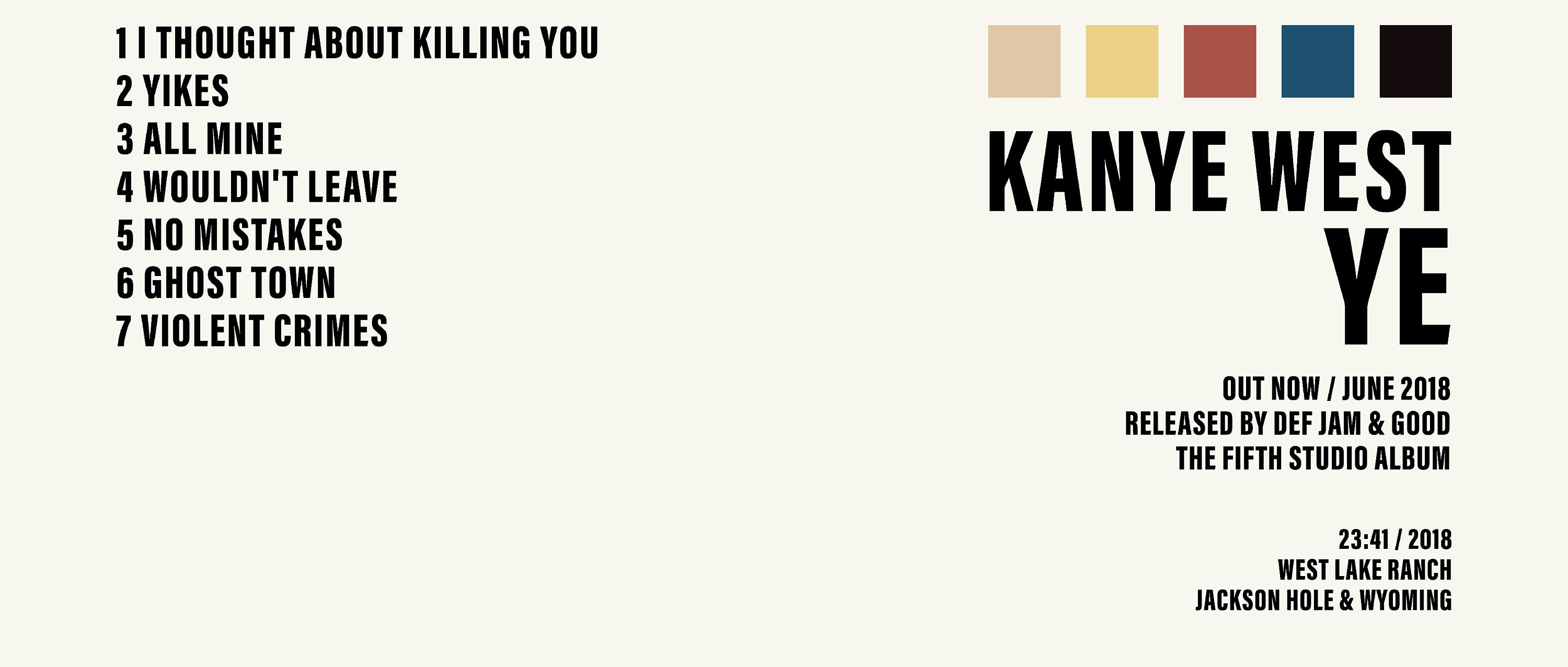 Kanye West Ye Poster Album Cover Poster Tracklist Poster - Etsy Canada