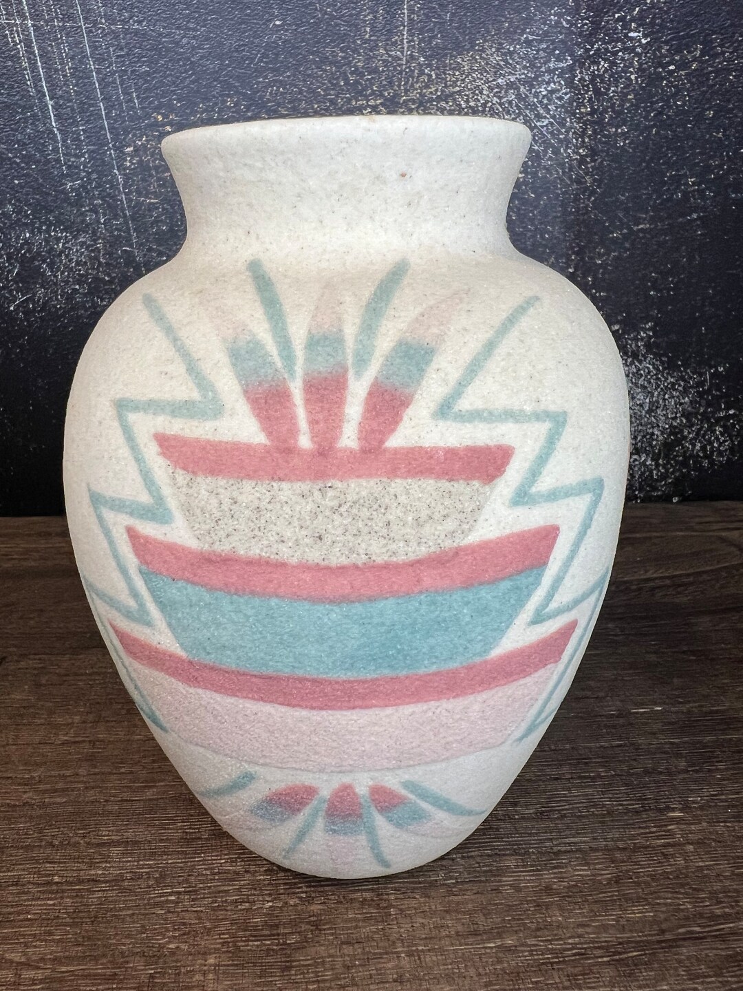 Vintage Signed Native American Sand Art Vase - Etsy