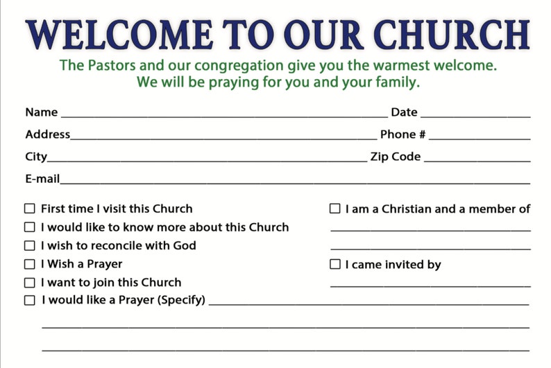 Welcome Church Visitor Cards - Postcards/ Pack of 50 - Etsy