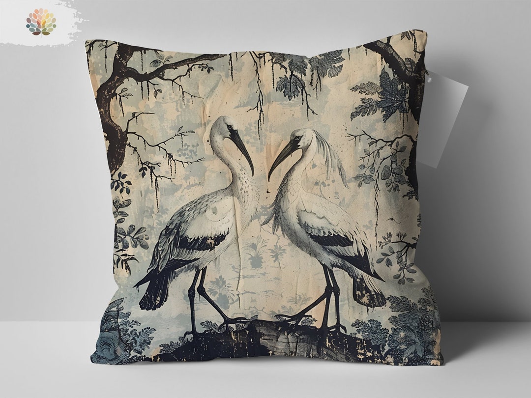William Morris Inspired Stork Print Pillow, Unique Mom Gift, Vintage ...