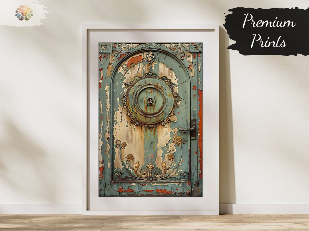 Vintage Distressed Door Art Print, Retro Poster, Rustic Wall Decor ...