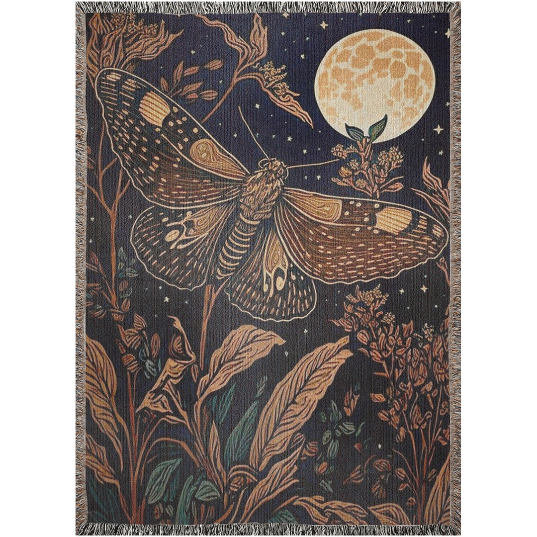 Moth Blanket Woven Throw Blanket Cottage Core Bedding Dark Academia ...