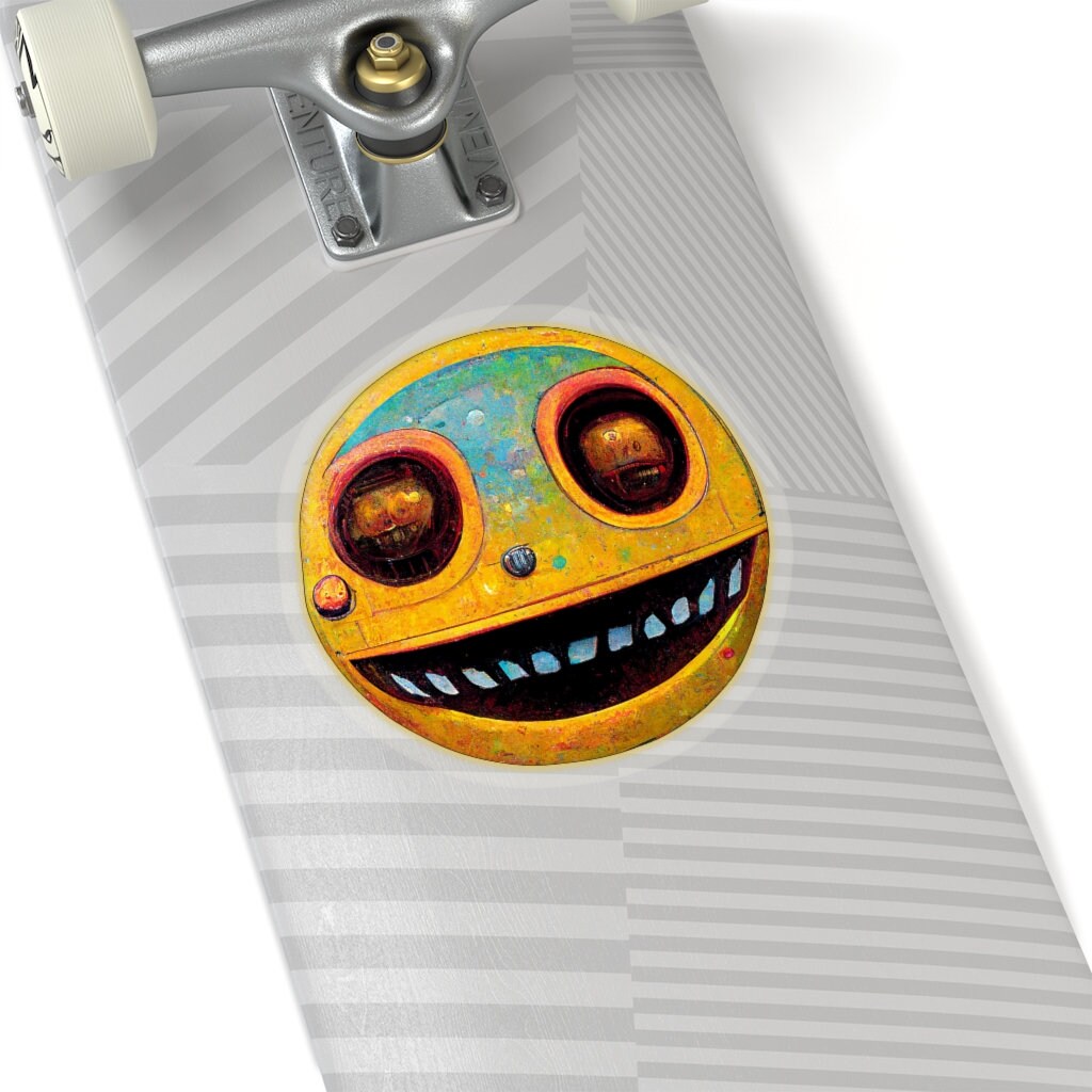 Robot Smiley Face Art Sticker, Punk Stickers, Positive Stickers Retro ...