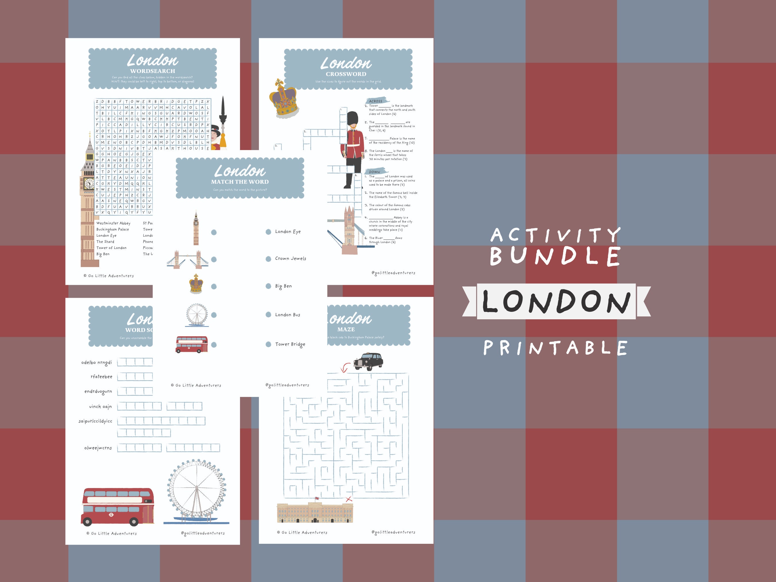 LONDON Activity Pack ~ Printable Travel Games for Kids - Etsy