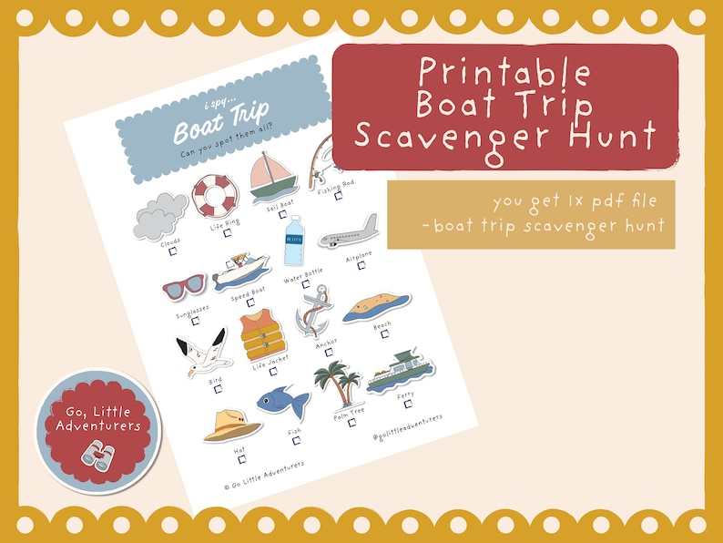Ispy BOAT TRIP Scavenger Hunt Printable Travel Activity for - Etsy