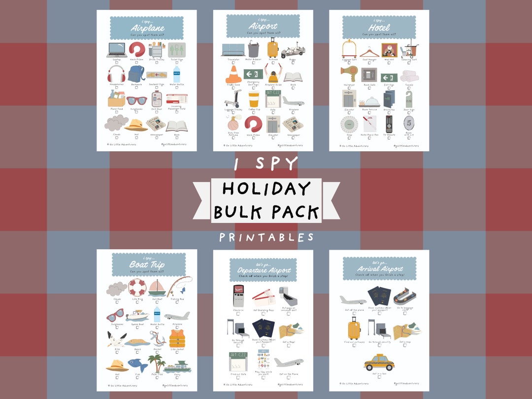 Ispy HOLIDAY VACATION Scavenger Hunt Bulk Pack ~ Printable Travel ...