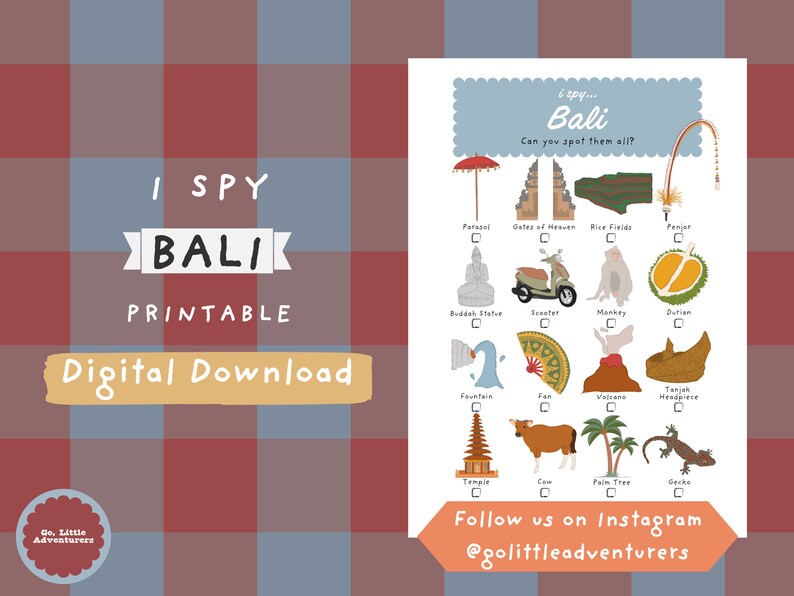 Ispy BALI Scavenger Hunt Printable Travel Activity for Kids - Etsy