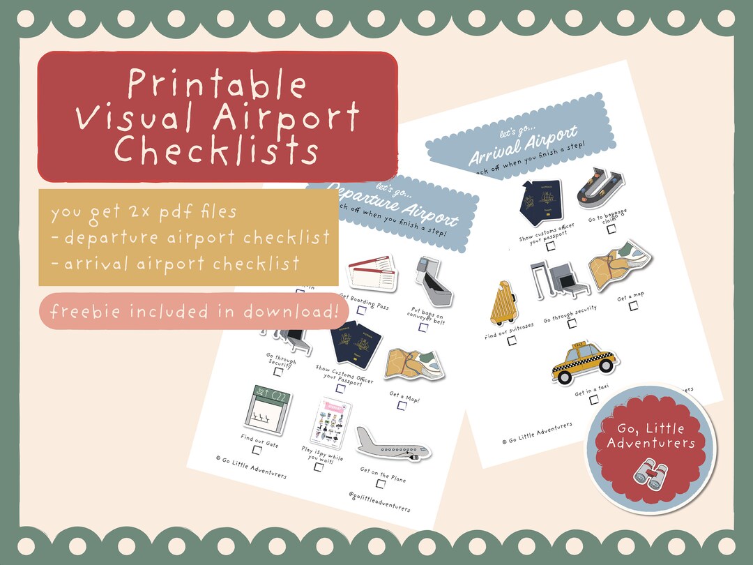 Visual AIRPORT CHECKLIST Printable Travel Activity for Kids - Etsy