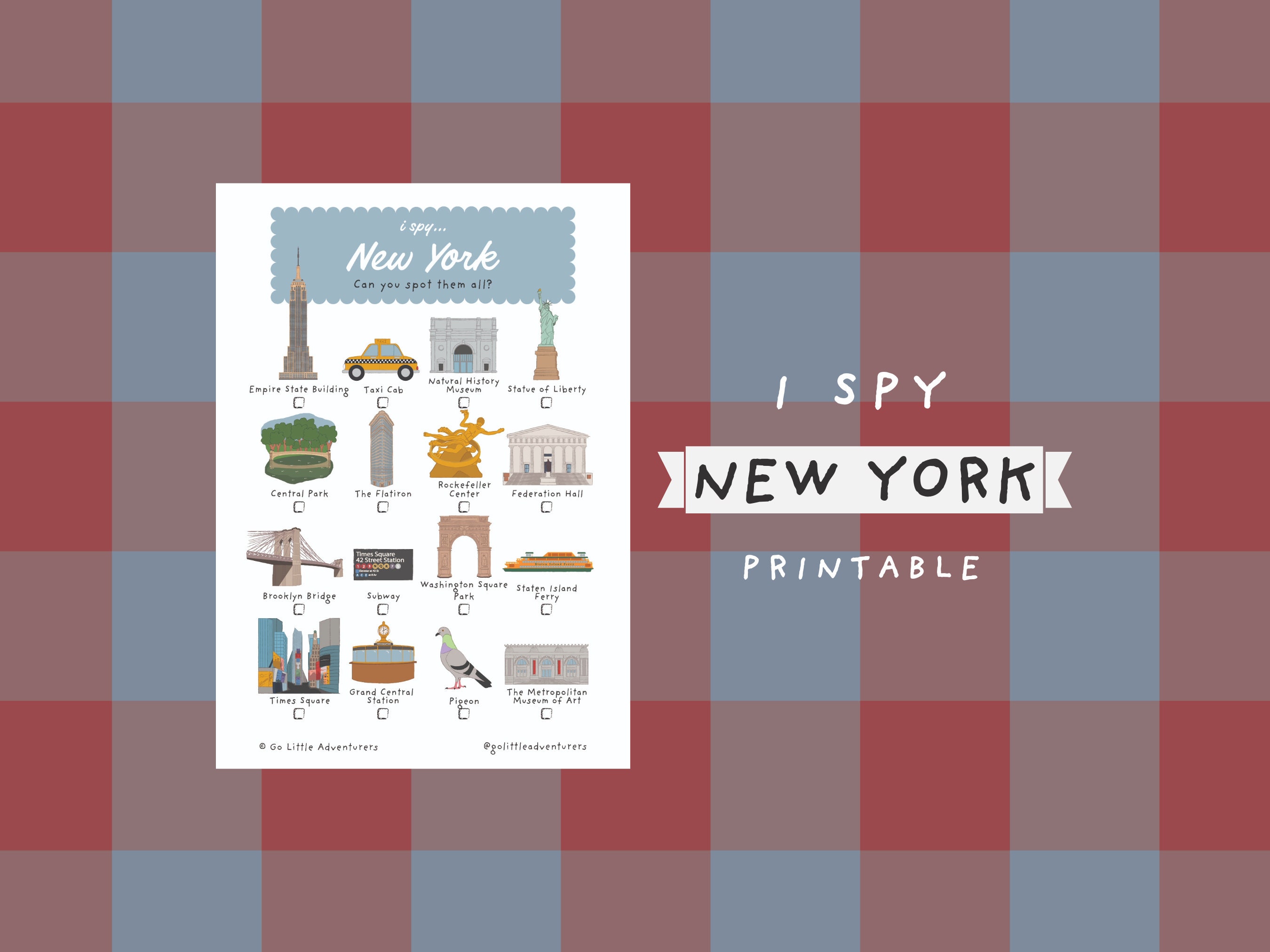 Ispy NEW YORK Scavenger Hunt ~ Printable Travel Activity for Kids and ...