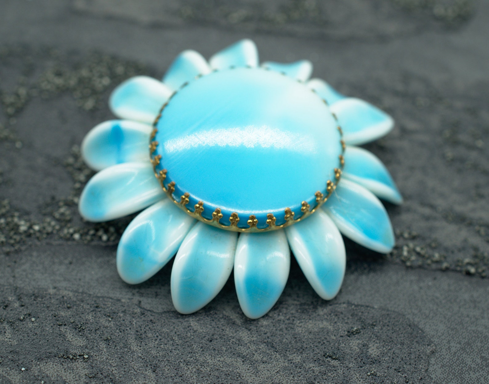 Delicate Retro Mid Century Blue Porcelain Ceramic Flower Brooch - Etsy
