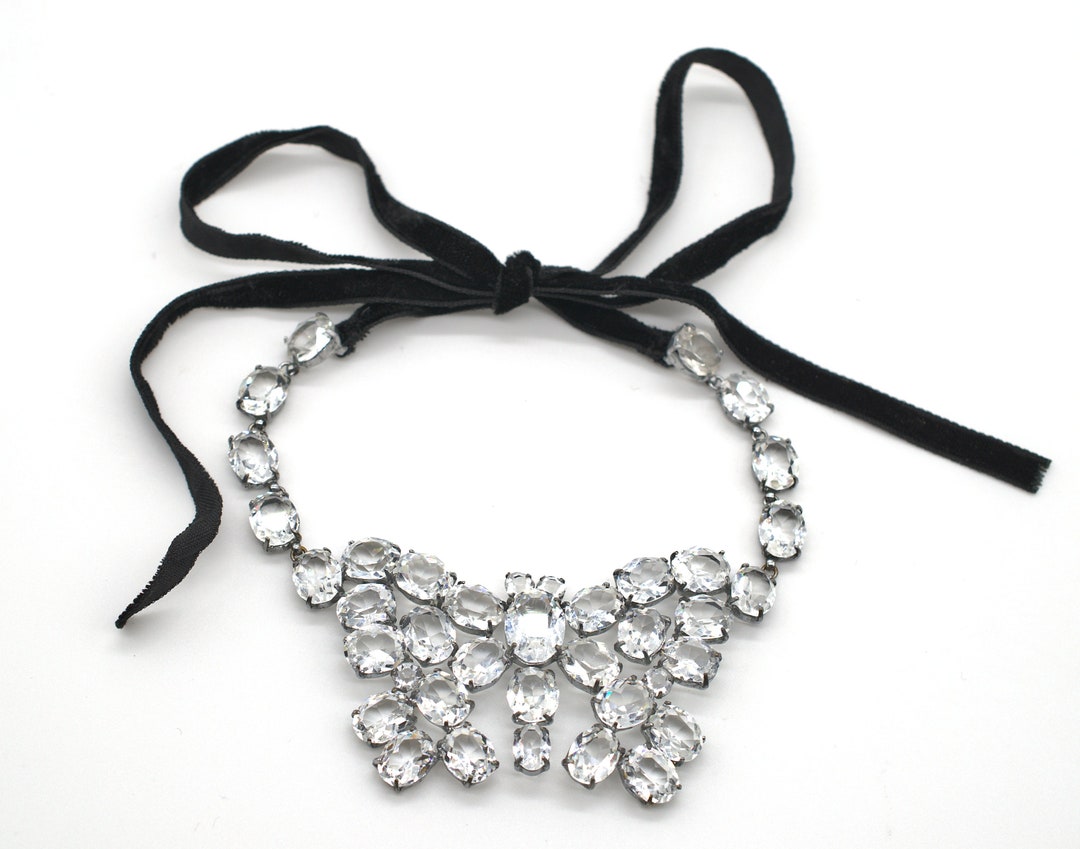 Antique Rare Art Deco Era Cluster Choker Necklace With Open Back ...
