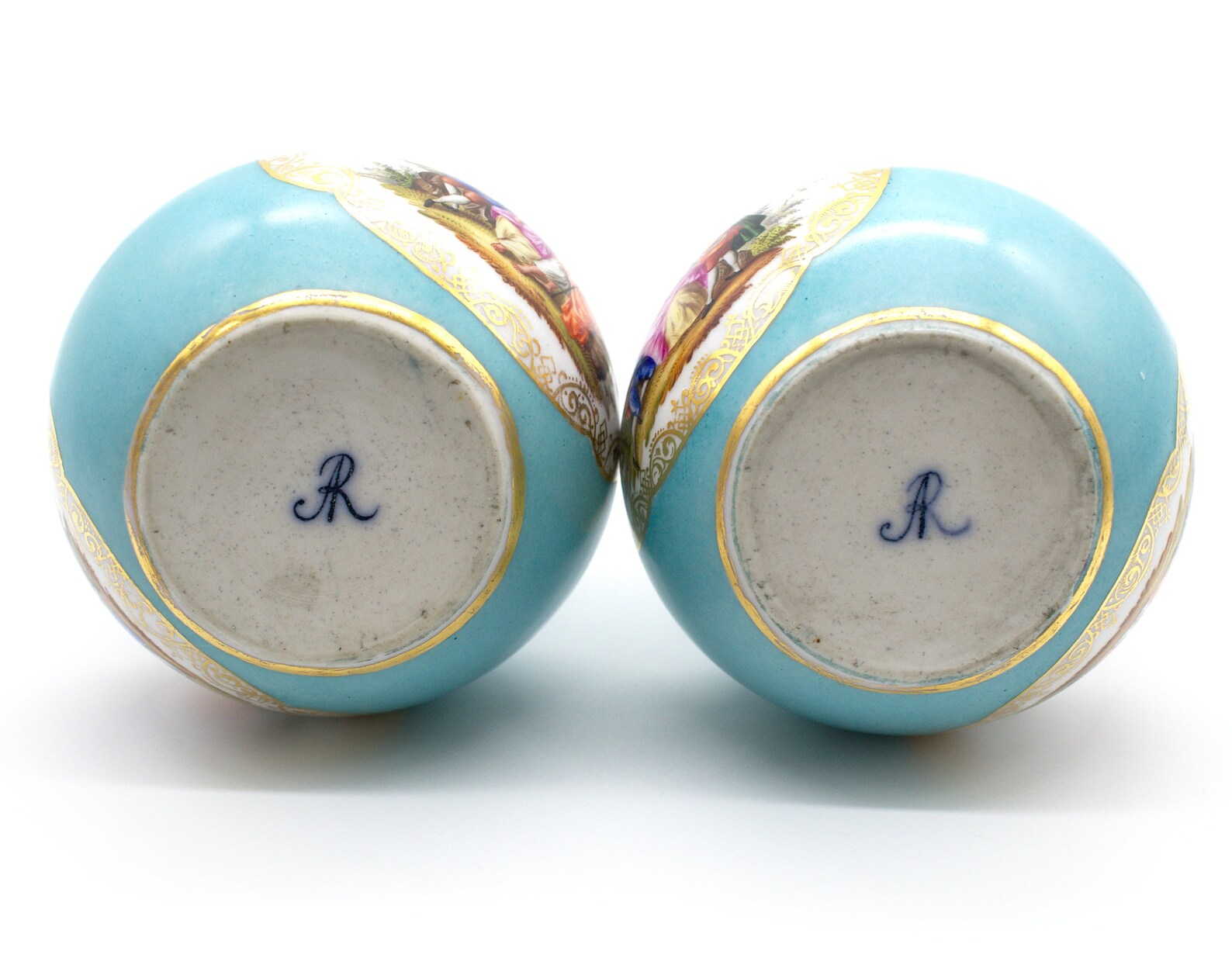 Rare Pair of Meissen Antique 19th Century Vases Augustus Rex AR Mark ...