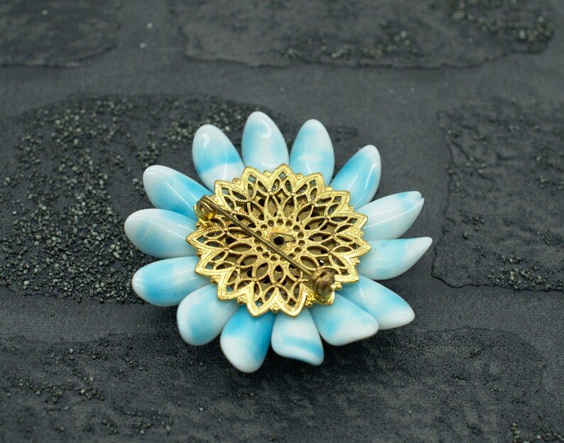 Delicate Retro Mid Century Blue Porcelain Ceramic Flower Brooch - Etsy