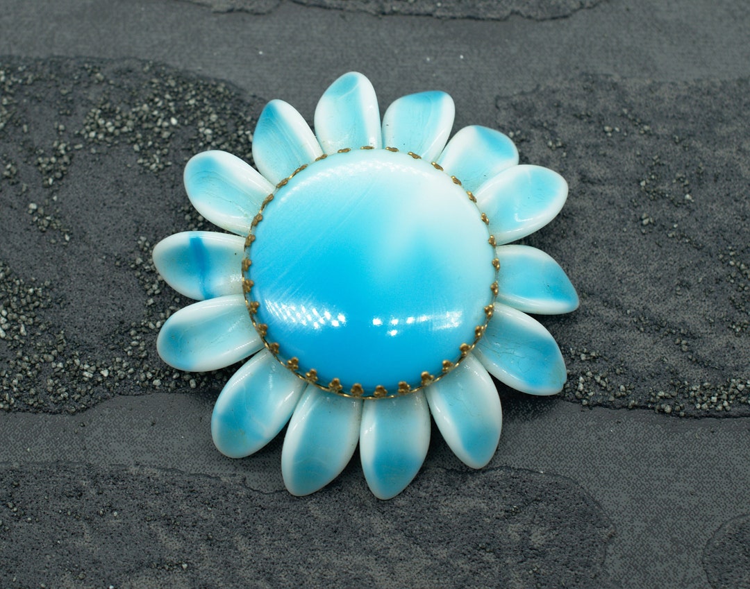 Delicate Retro Mid Century Blue Porcelain Ceramic Flower Brooch - Etsy