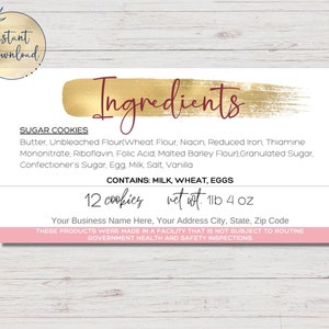 Editable Cottage Food Label | Ingredients Label | Canva Template ...