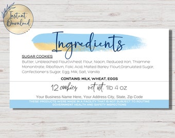 Editable Ingredients Label Template | Cottage Food Law Label | Canva ...