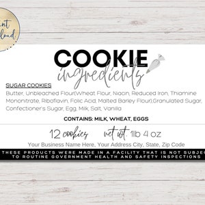 Editable Ingredients Label Template Cottage Food Law Label Canva ...