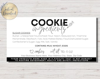 Editable Ingredients Label Template | Cottage Food Label | Canva ...