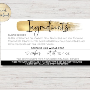 Editable Ingredients Label Template Cottage Food Law Label Canva ...