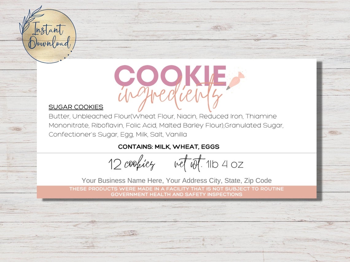 Editable Ingredients Label Template | Cottage Food Law Label | Canva ...
