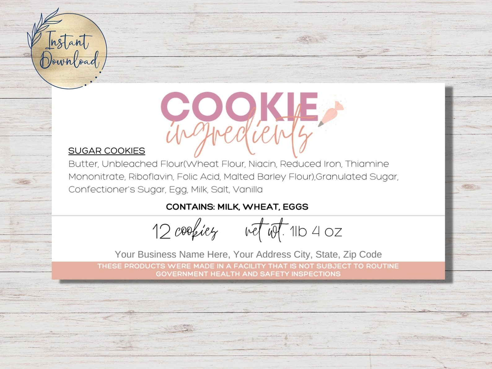 Editable Ingredients Label Template | Cottage Food Law Label | Canva ...