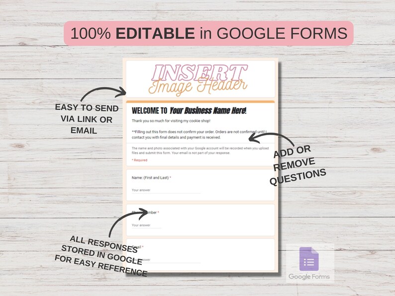Cookie Request Form Template | Cookie Order Form Template | Google Forms | Bakery Request Form ...