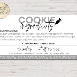 Editable Ingredients Label Template | Cottage Food Law Label | Canva ...