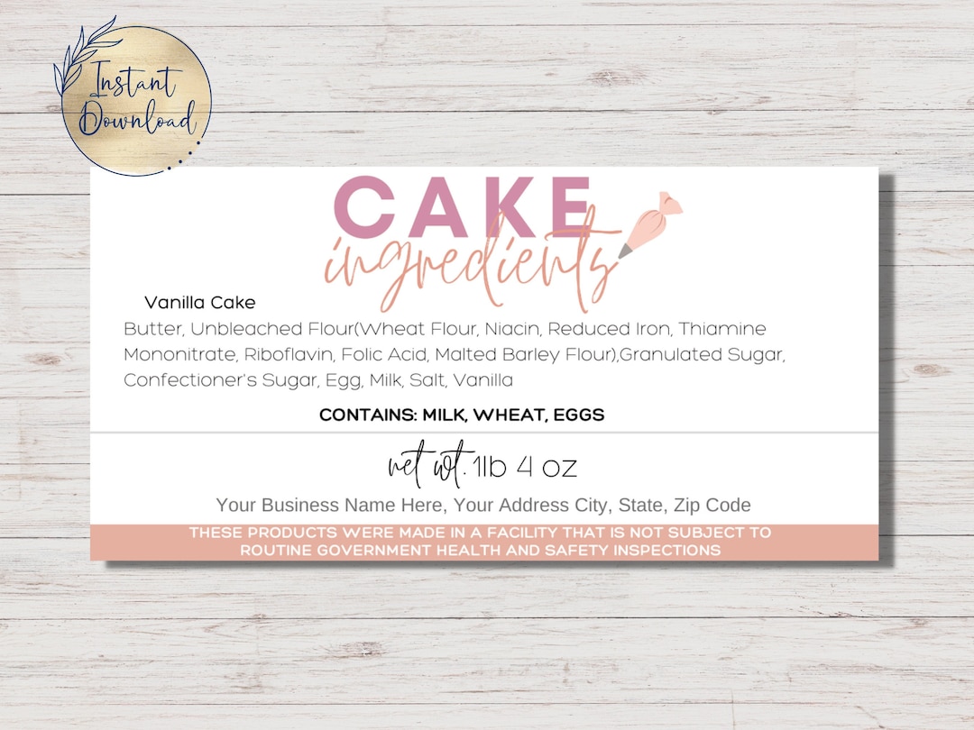 Editable Ingredients Label Template | Cottage Food Law Label | Canva ...