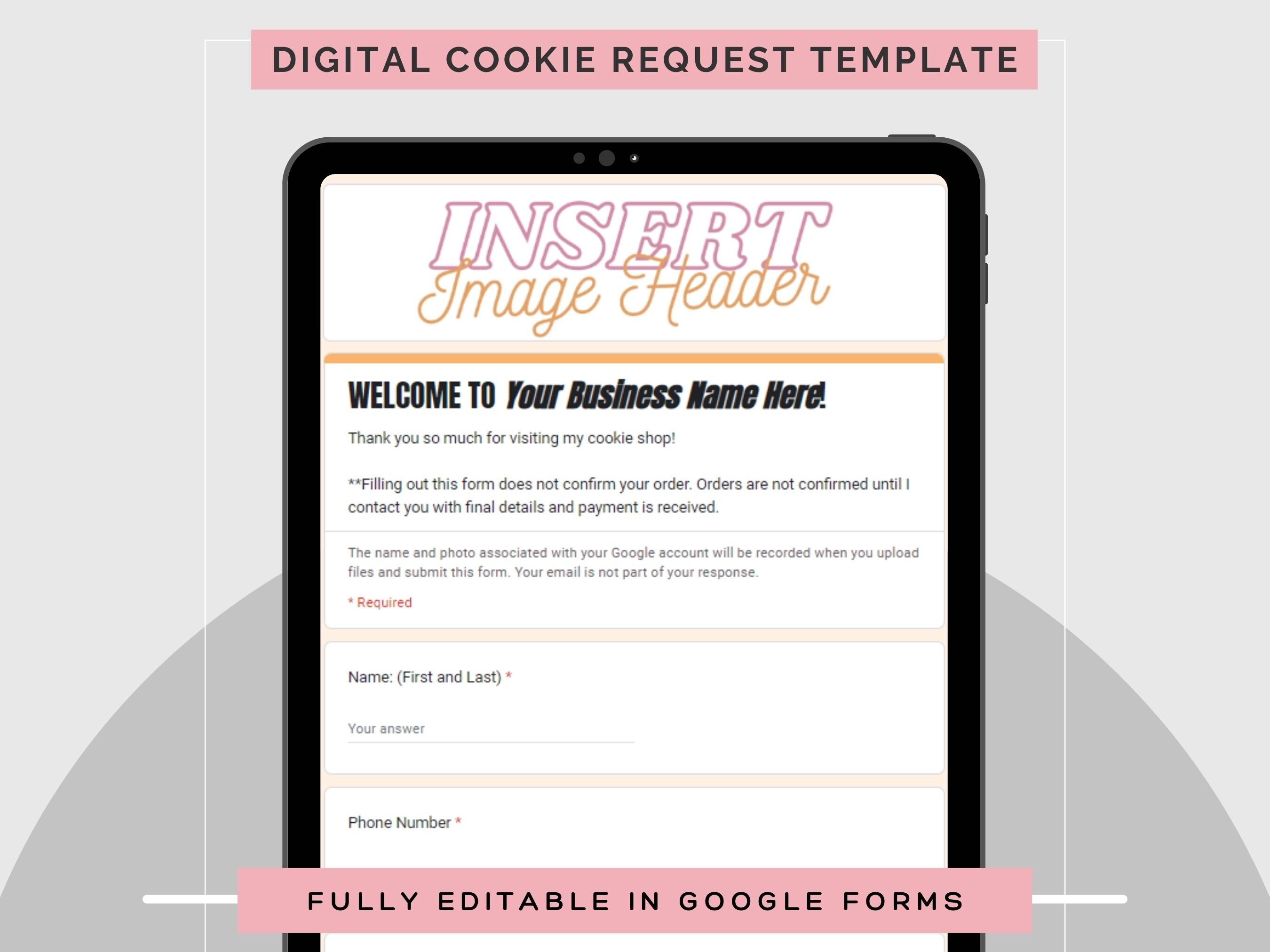 Cookie Request Form Template | Cookie Order Form Template | Google Forms | Bakery Request Form ...