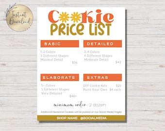 Editable Price List | Sugar Cookie Price List | Canva Template | Cookie ...