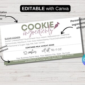Editable Ingredients Label Template | Cottage Food Label | Canva ...