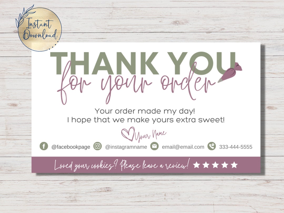Editable Thank You for Your Order Template | Package Insert | Canva ...