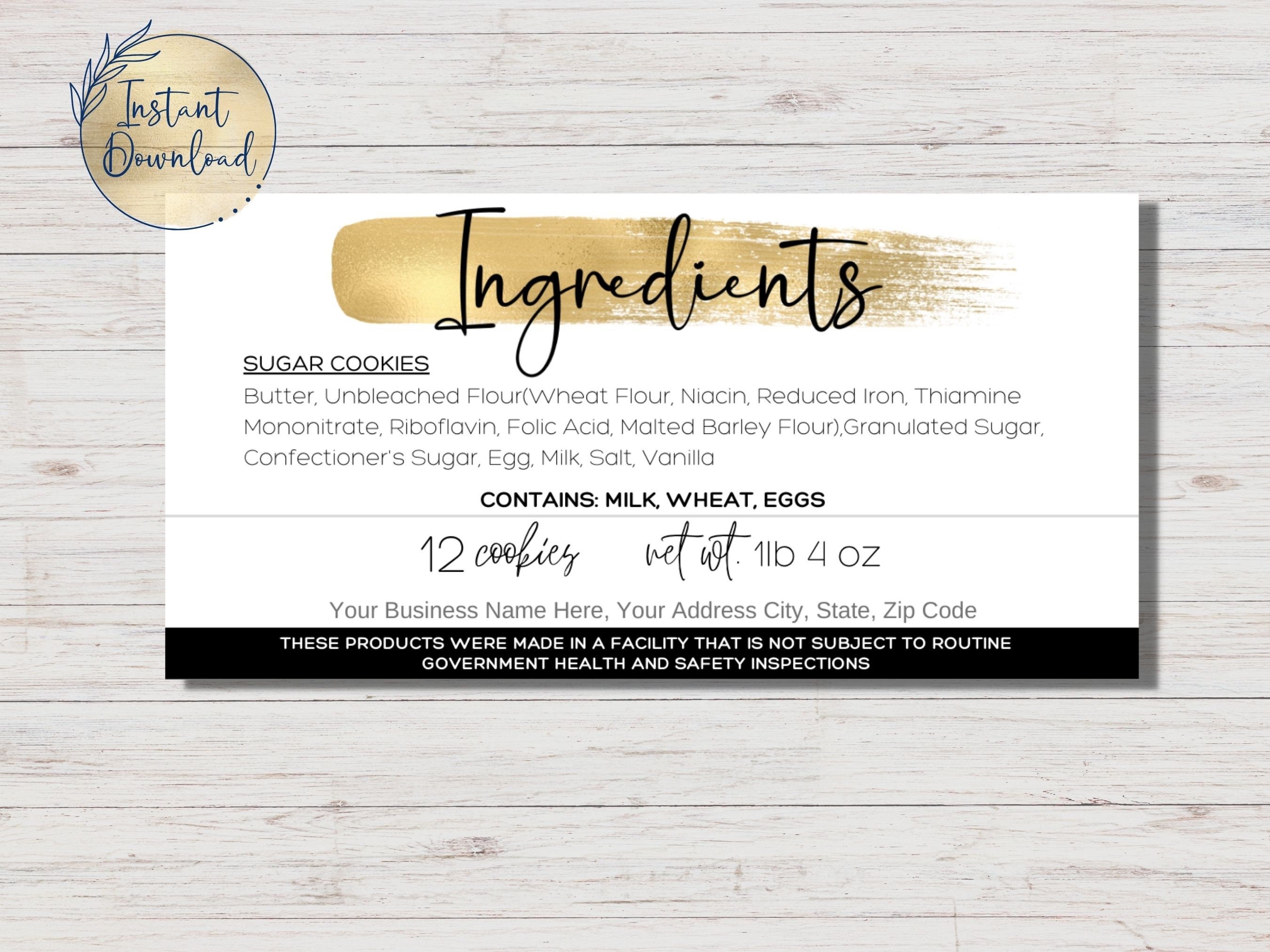 Editable Cottage Food Label | Ingredients Label | Canva Template ...