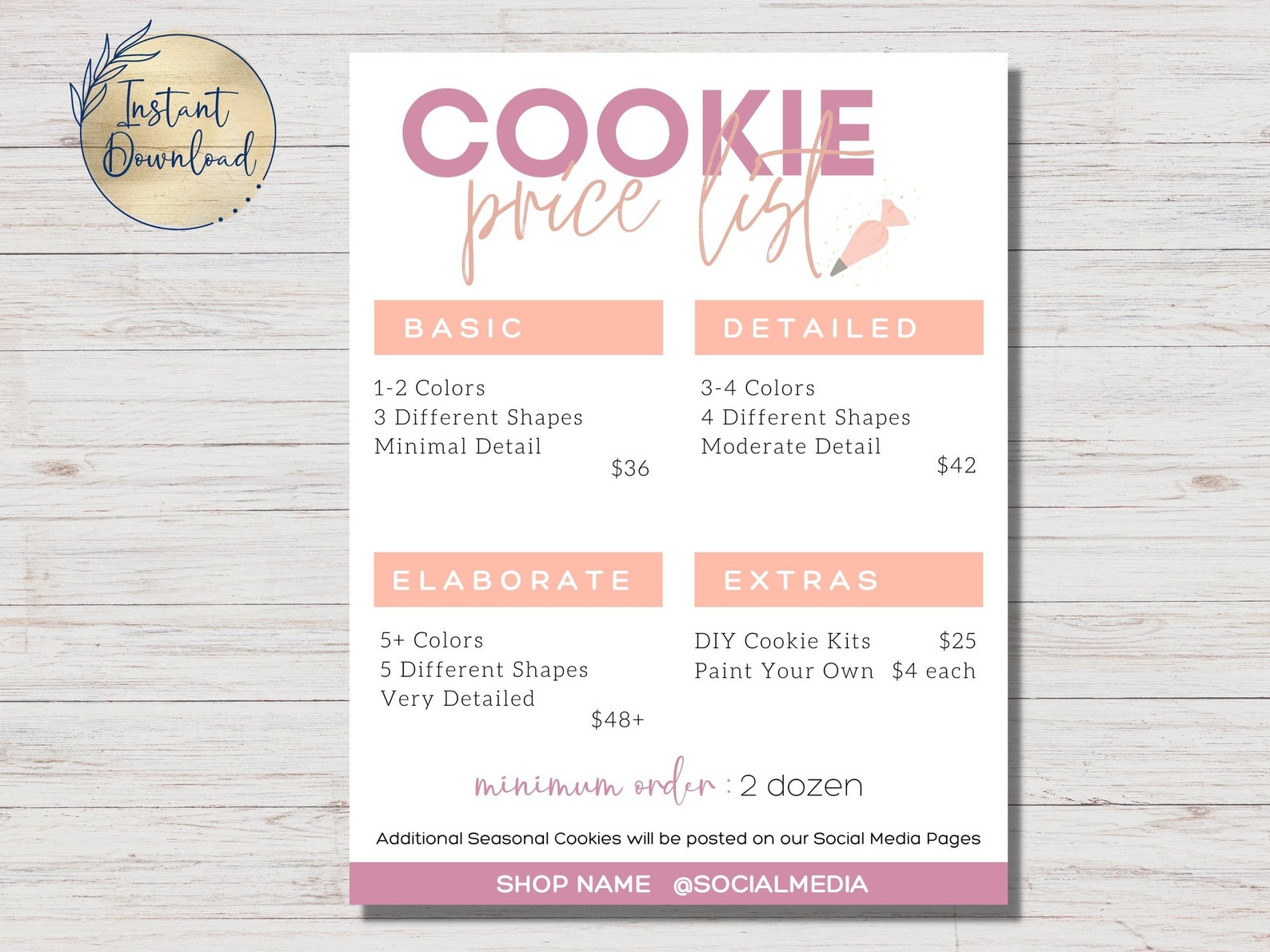 Editable Price List | Sugar Cookie Price List | Canva Template | Cookie ...