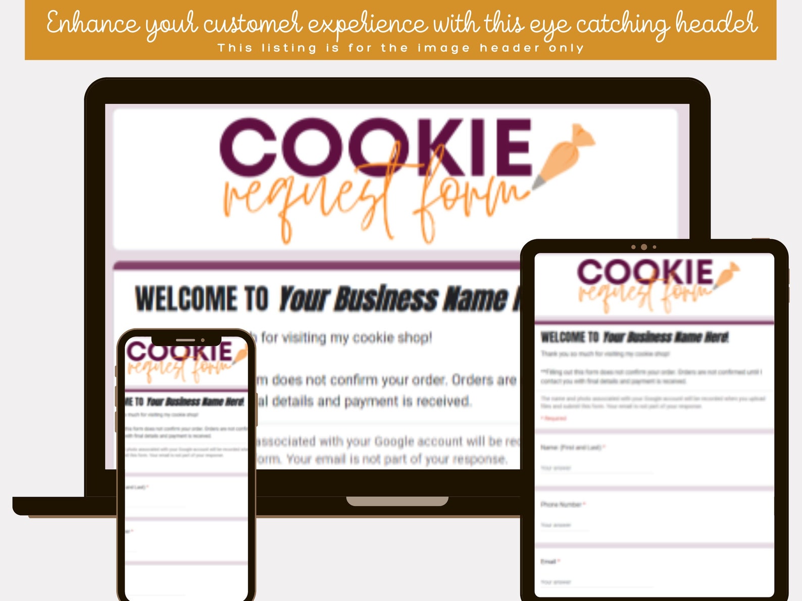 Cookie Request Form Image Header | Bakery Google Forms (PNG Digital ...