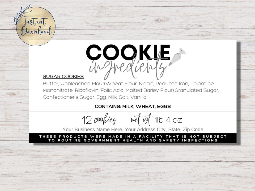 Editable Ingredients Label Template | Cottage Food Law Label | Canva ...