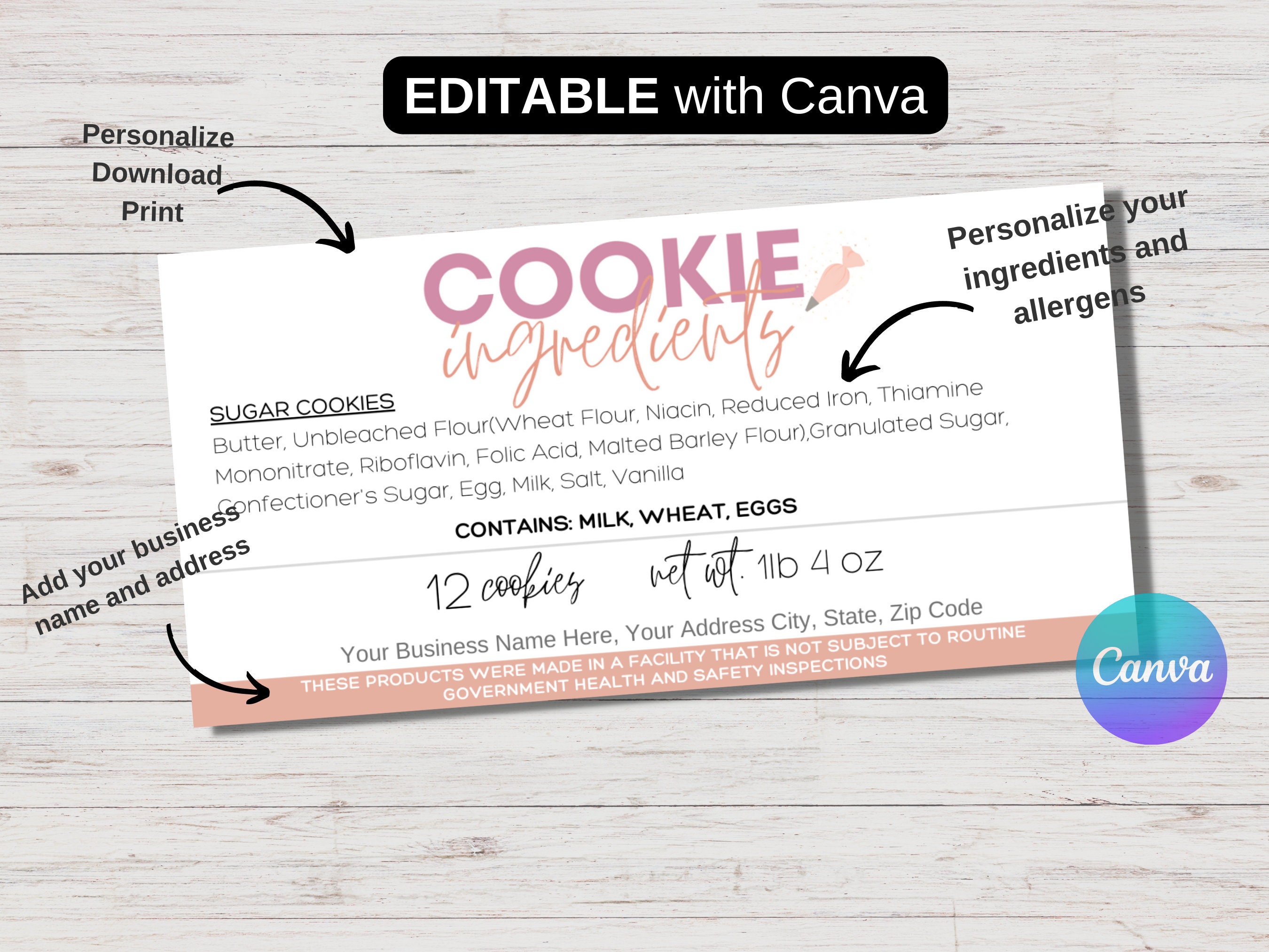 Cookie Business Bundle Packaging Inserts Thank You Templates Cookie ...