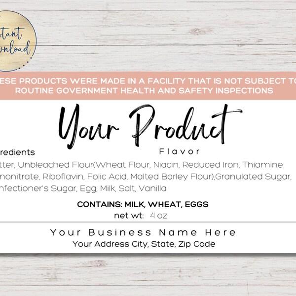 Texas Cottage Food Labels Printable