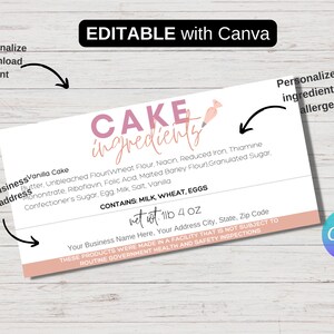 Editable Ingredients Label Template | Cottage Food Law Label | Canva ...