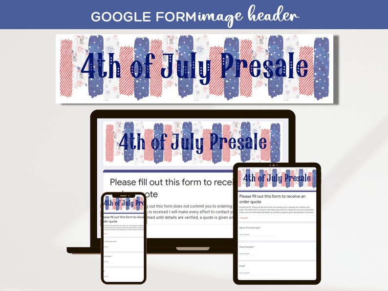 Google Forms Image Header for 4th of July Presale 4th of July Cookie ...