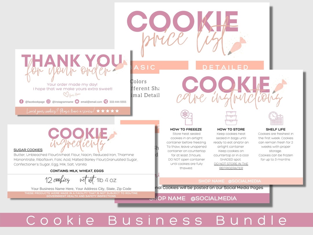 Cookie Business Bundle | Packaging Inserts | Thank You Templates ...