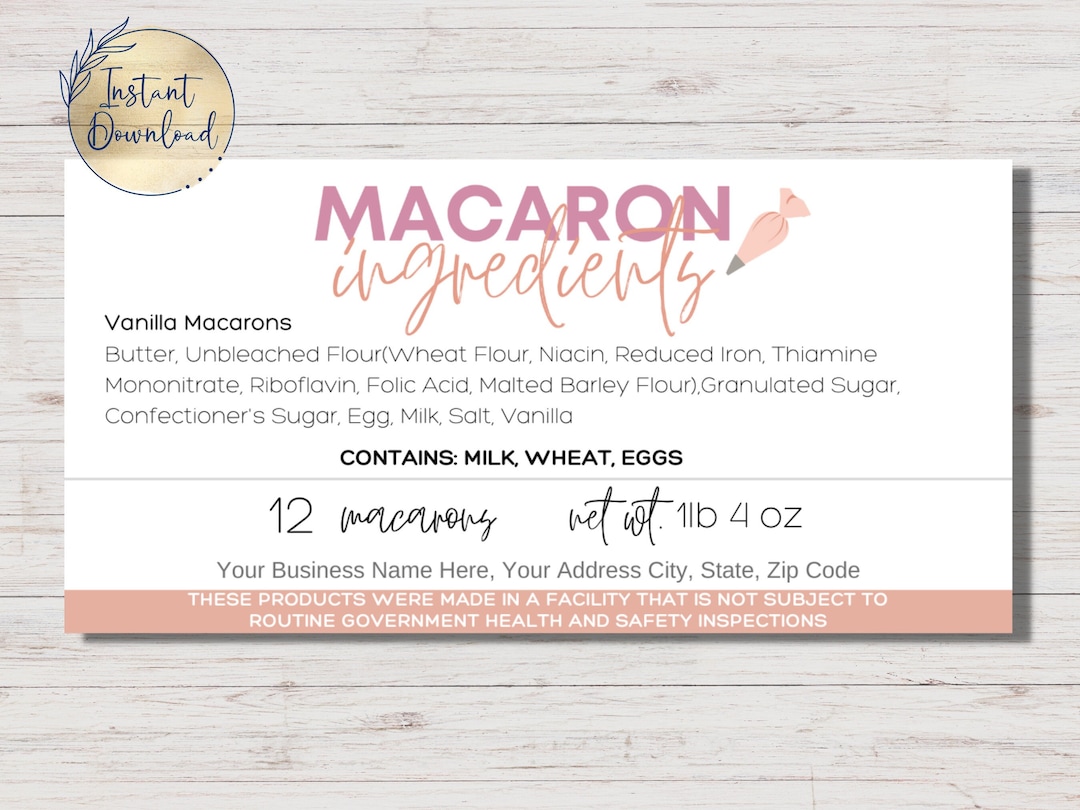 Editable Ingredient Label Template | Cottage Food Law Label | Canva ...
