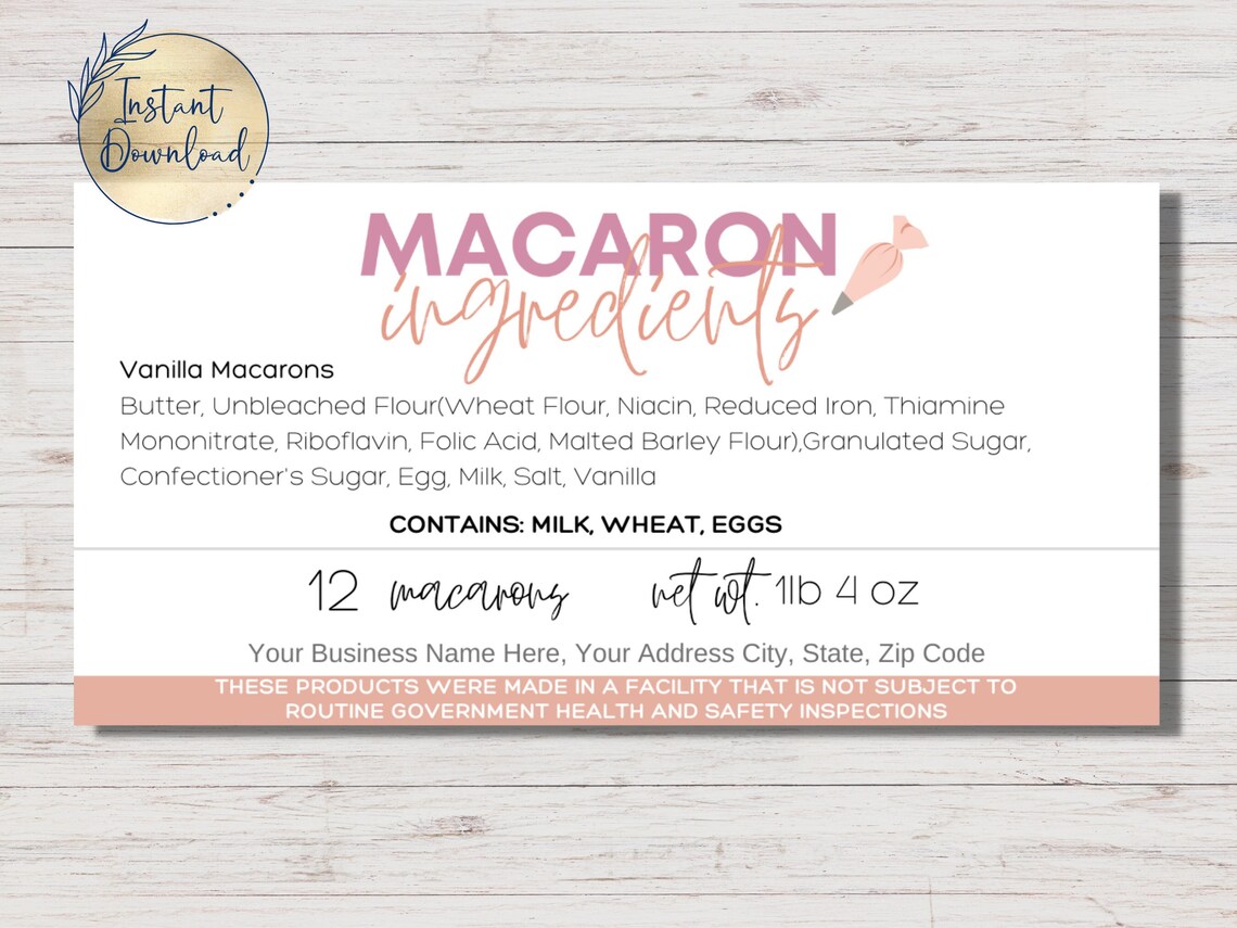 Editable Ingredient Label Template | Cottage Food Law Label | Canva ...