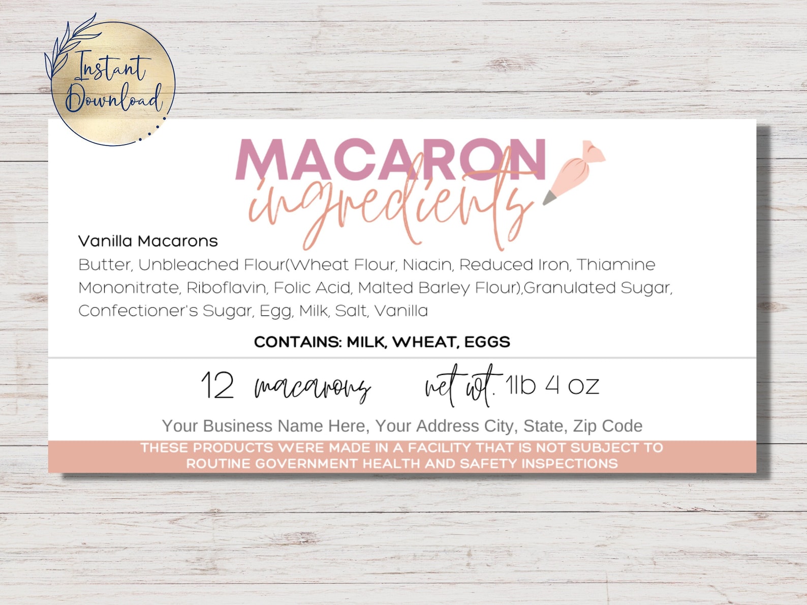Editable Ingredient Label Template | Cottage Food Law Label | Canva ...