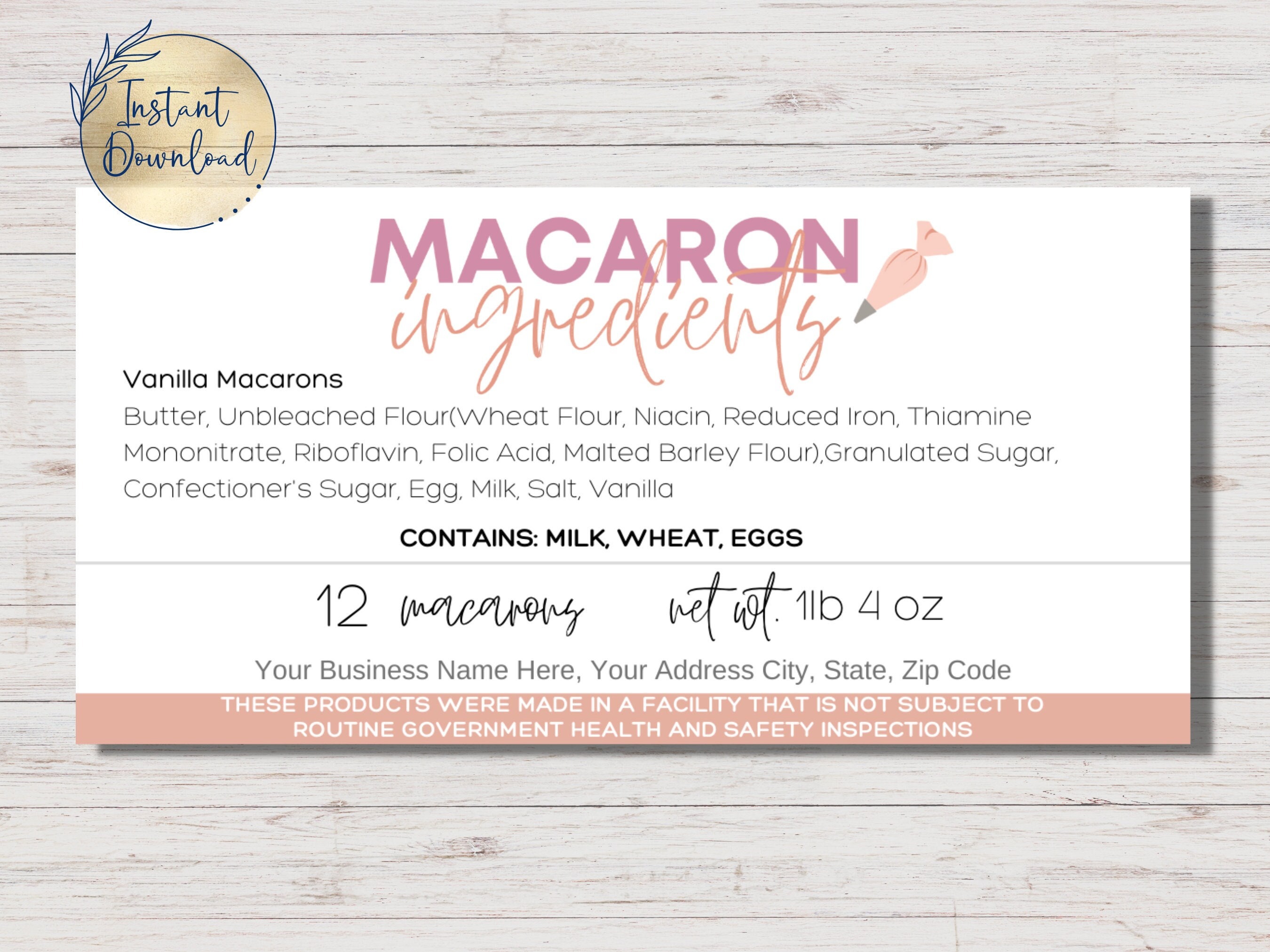 Editable Ingredient Label Template | Cottage Food Law Label | Canva ...