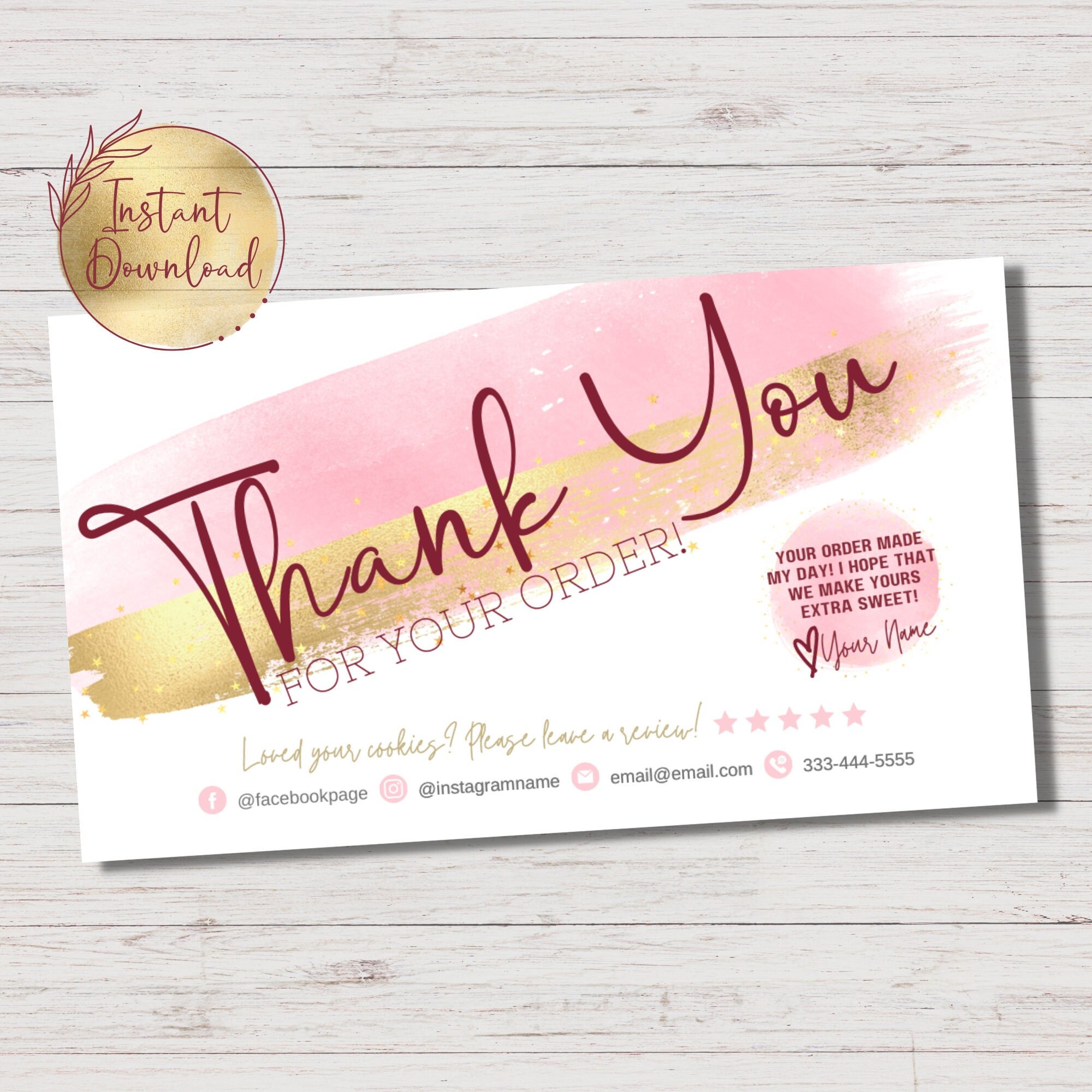 Editable Thank You for Your Order Template | Package Insert | Canva ...