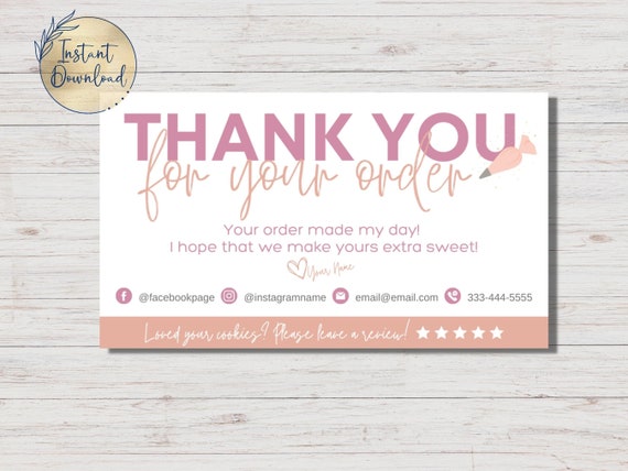 Editable Thank You for Your Order Template Package Insert - Etsy